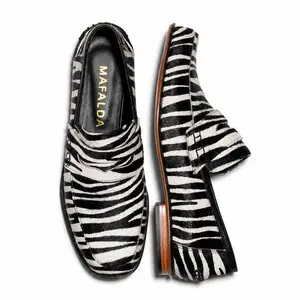 MAFALDA Neutrals Diana Zebra Pony Loafers - Black