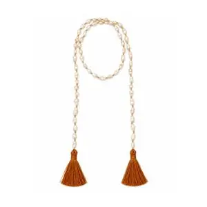 LALINDE Solène Pearl Tassel Necklace Tan - Orange