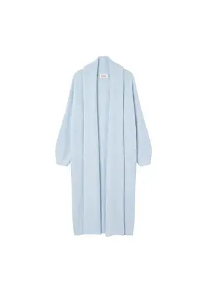 LOOP CASHMERE Ribbed Cashmere Coatigan In Skyway