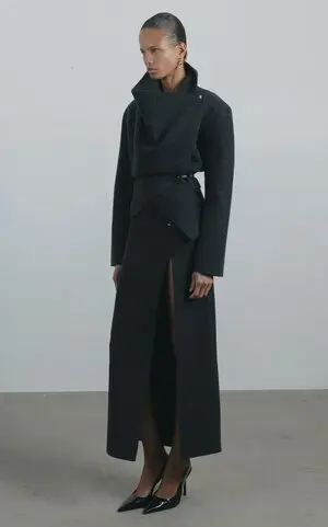 Arakii Exclusive Pin Wool Maxi Skirt