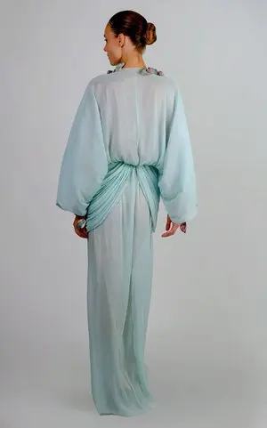 SALMA OSMAN Chiffon Draped Silk-blend Gown