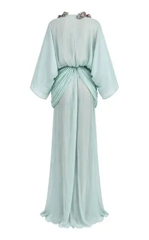 SALMA OSMAN Chiffon Draped Silk-blend Gown