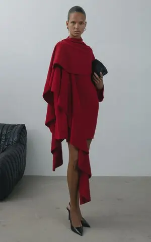 Arakii Exclusive Ruffled Scarf Wool-blend Mini Dress