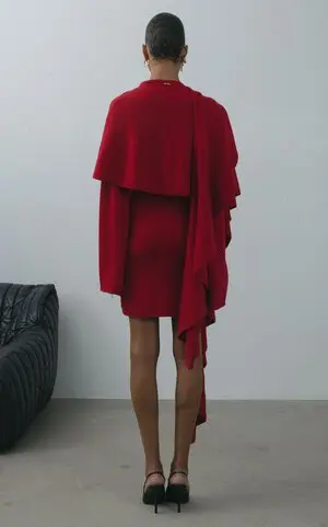 Arakii Exclusive Ruffled Scarf Wool-blend Mini Dress
