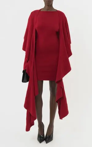 Arakii Exclusive Ruffled Scarf Wool-blend Mini Dress