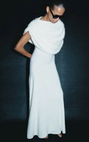 Arakii Exclusive Knitted Poncho Wool-cashmere Maxi Dress