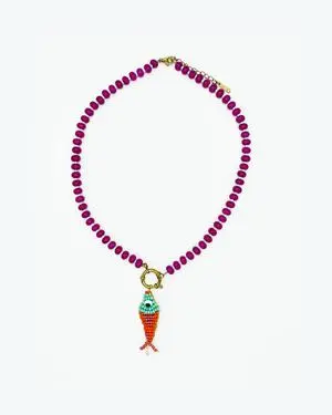 ALOFT Candy Bead Necklace Beaded Fish - Pink