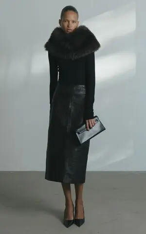 Arakii Exclusive Shearling Tube Leather Scarf