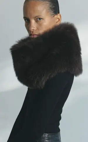 Arakii Exclusive Shearling Tube Leather Scarf