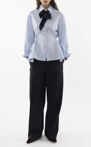 Arakii Exclusive Oversized Slit Cotton Shirt - Blue
