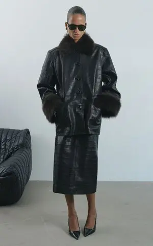 Arakii Exclusive Boxy Croc Leather Jacket
