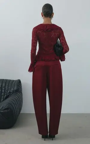 Arakii Exclusive Lace Frill Top - Red