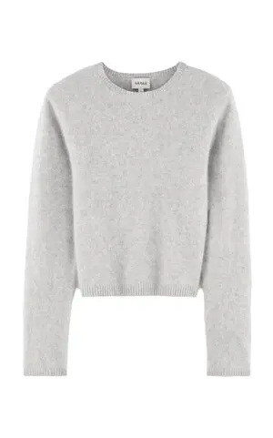 Arakii Exclusive Structured Shoulder Knit Wool-cashmere Top - Light Grey