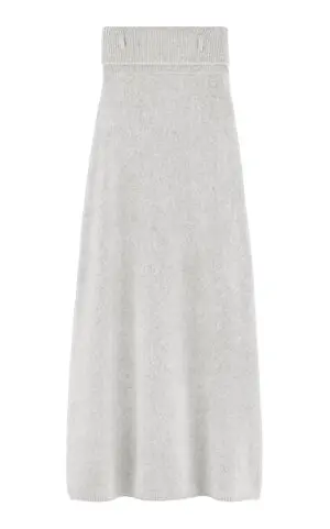 Arakii Exclusive Ribbed Foldover Wool-cashmere Maxi Skirt - Light Grey