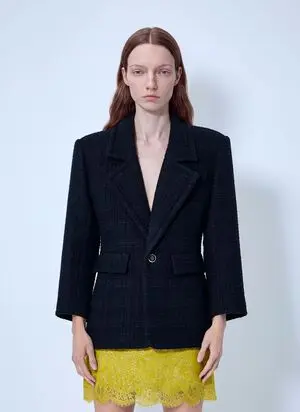 Saint Laurent Single-breasted Jacket In Tweed - Black