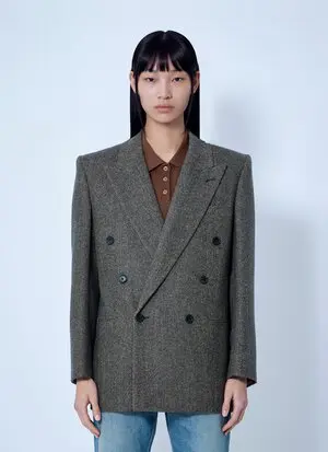 Saint Laurent Double-breasted Herringbone Blazer