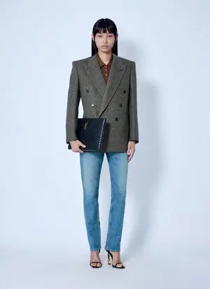 Saint Laurent Double-breasted Herringbone Blazer
