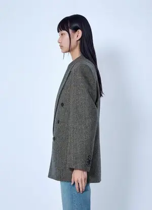 Saint Laurent Double-breasted Herringbone Blazer