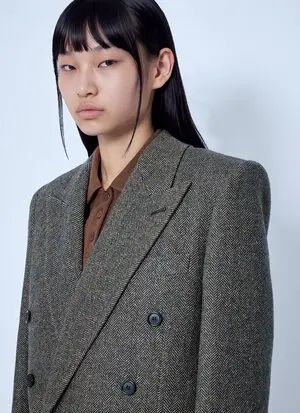 Saint Laurent Double-breasted Herringbone Blazer