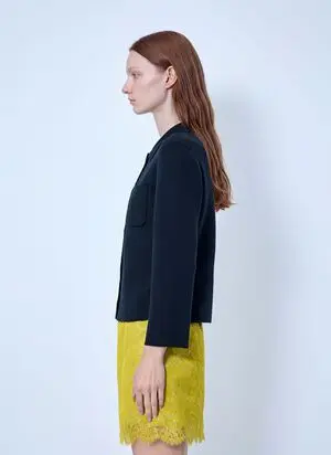 Saint Laurent Wool Polo Cardigan - Black