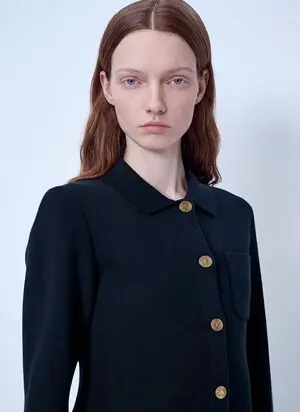 Saint Laurent Wool Polo Cardigan - Black