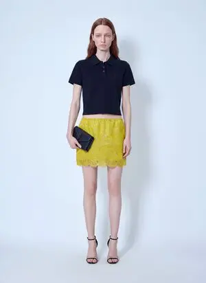 Saint Laurent Cassandre Cropped Polo Shirt