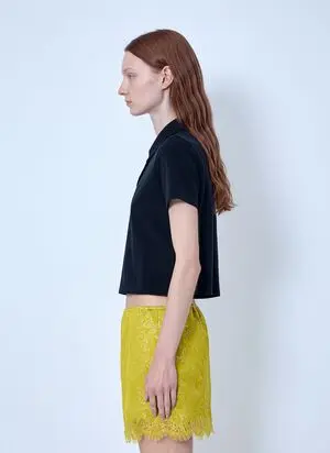 Saint Laurent Cassandre Cropped Polo Shirt