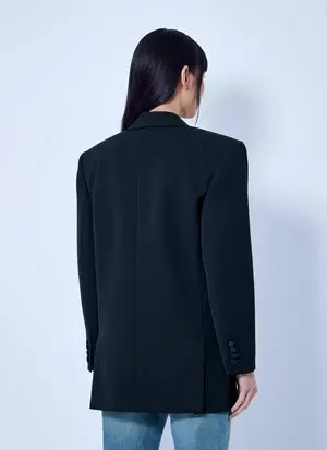 Saint Laurent Double-breasted Blazer With Satin Lapels