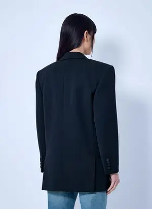 Saint Laurent Double-breasted Blazer With Satin Lapels