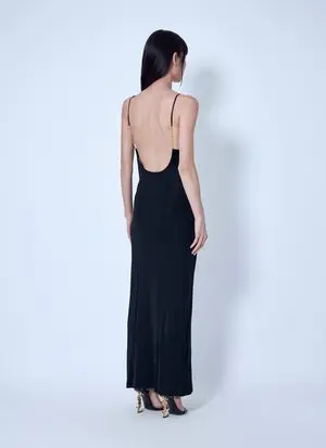 Saint Laurent Cassandre Chain Backless Dress