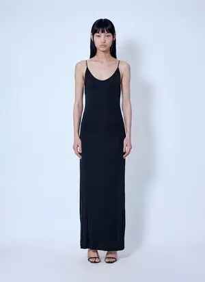 Saint Laurent Cassandre Chain Backless Dress - Black
