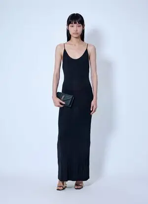 Saint Laurent Cassandre Chain Backless Dress - Black
