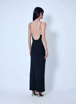 Saint Laurent Cassandre Chain Backless Dress - Black
