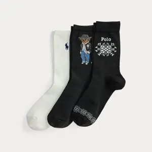 Ralph Lauren Polo Bear Snowflake Crew Sock 3-pack - Black