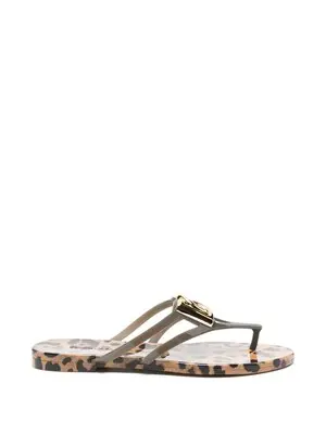 Dolce & Gabbana Leopard Print Flip-flops With Logo
