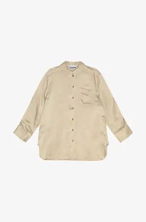 GANNI Beige Washed Satin Shirt