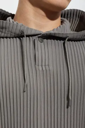Issey Miyake Pleated Hooded Sweatshirt