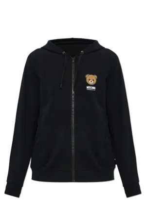 Moschino Hooded Zip-up Sweatshirt - Black