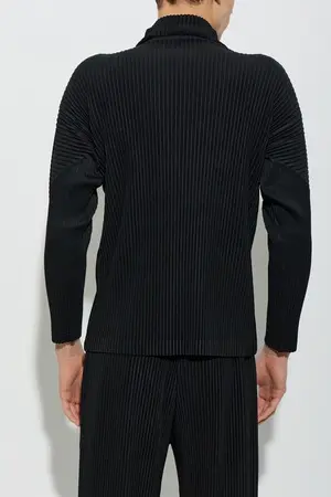 Issey Miyake Pleated Mock Neck Top