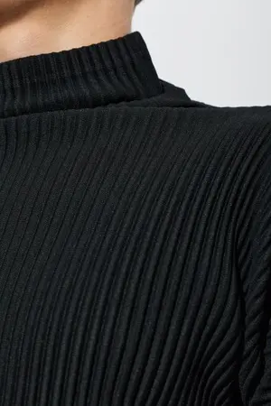 Issey Miyake Pleated Mock Neck Top