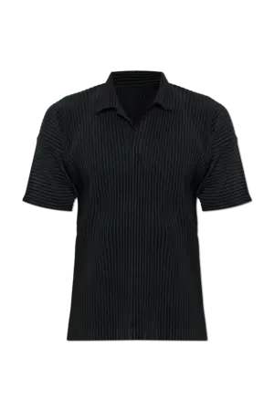 Issey Miyake Pleated Polo Shirt - Onyx