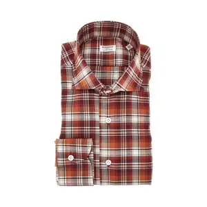 BORRIELLO NAPOLI Check Twill Shirt - Red