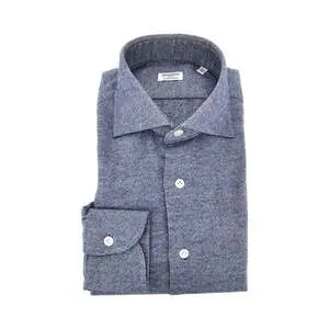 BORRIELLO NAPOLI Diagonal Striped Twill Shirt - Blue