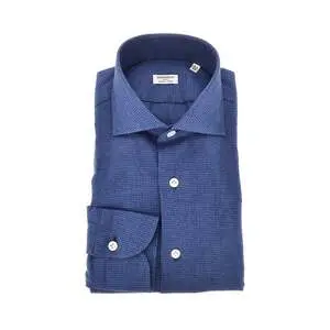 BORRIELLO NAPOLI Houndstooth Flannel Shirt - Blue