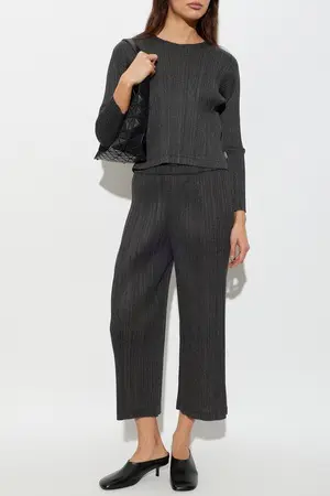 Issey Miyake Pleated Long-sleeve Top