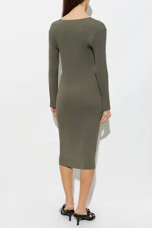 Issey Miyake Pleated Fitted Midi Dress