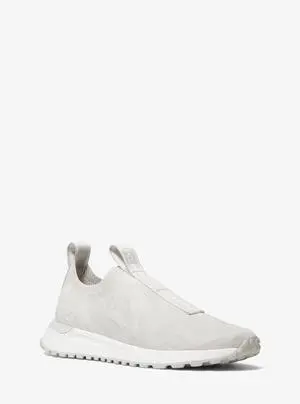 Michael Kors Bodie Logo Embossed Stretch Knit Slip-on Trainer In Size By