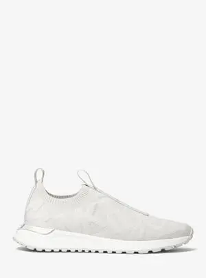 Michael Kors Bodie Logo Embossed Stretch Knit Slip-on Trainer In Size By