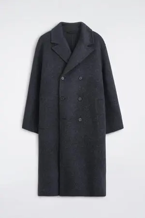 Cos Double-faced Wool-blend Long Coat - Navy