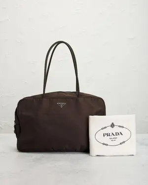 FWRD RENEW Prada Tessuto Mini Boston Bag - Black